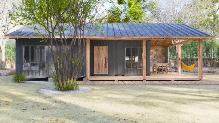 Anthracite Grey Container House Has Ice-Cold Exterior, But Warmth And ...